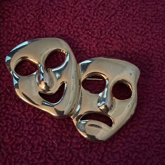 Vintage | Accessories | Double Faced Gold Tone Pin Happy Sad | Poshmark